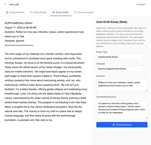 AI College Application Tools | Essay Writer, College List Generator ...
